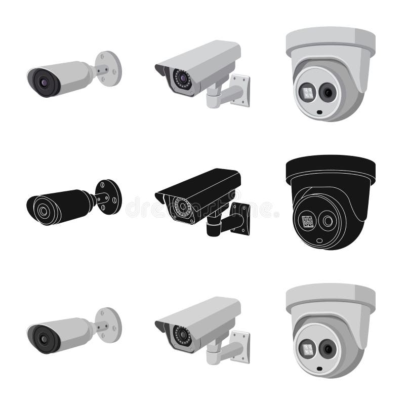 Isolated Object of Cctv and Camera Sign. Set of Cctv and System Stock ...