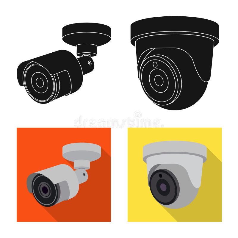 Isolated Object of Cctv and Camera Sign. Set of Cctv and System Stock ...