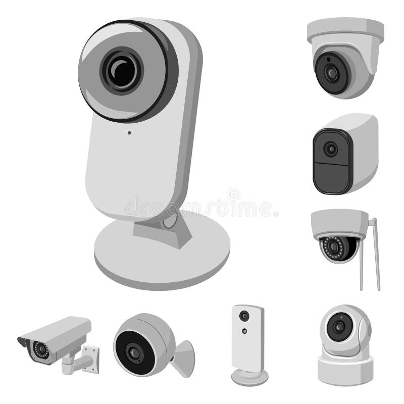 Isolated Object of Cctv and Camera Sign. Set of Cctv and System Stock ...
