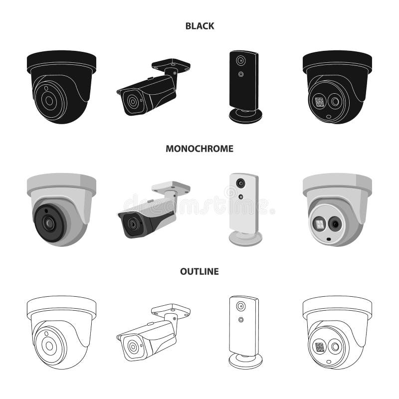 Isolated Object of Cctv and Camera Sign. Set of Cctv and System Stock ...
