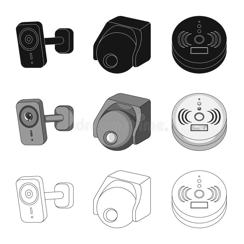 Isolated Object of Cctv and Camera Sign. Collection of Cctv and System ...