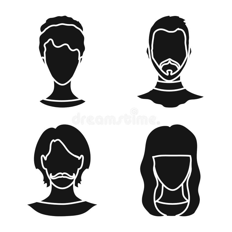 Isolated Object of Character and Profile Icon. Collection of Character ...