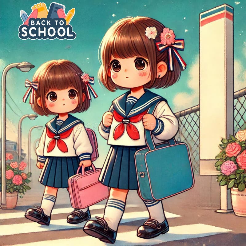 Vector Design of Children Going To School in Uniform, Back To School ...