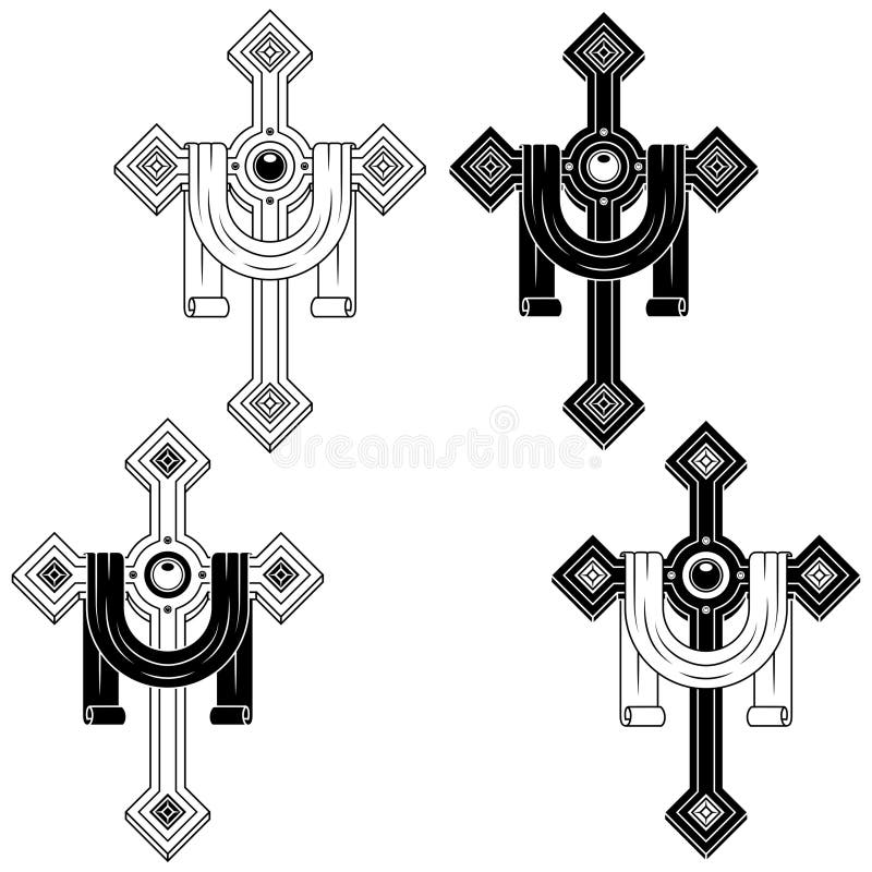 Vector Of Christian Cross With Ribbon Stock Vector Illustration Of