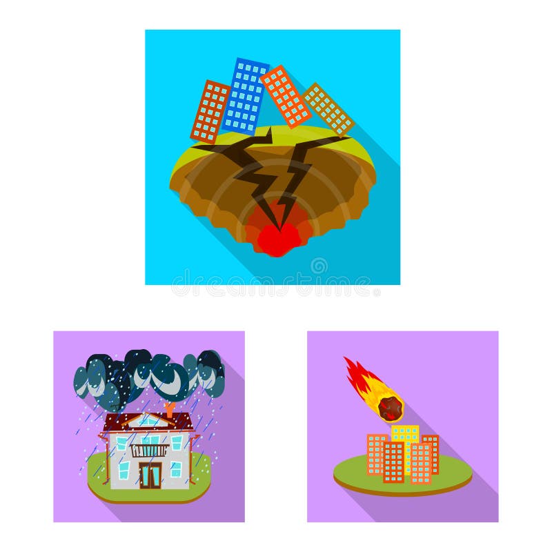Vector Design of Collapse and Environment Sign. Set of Collapse and ...