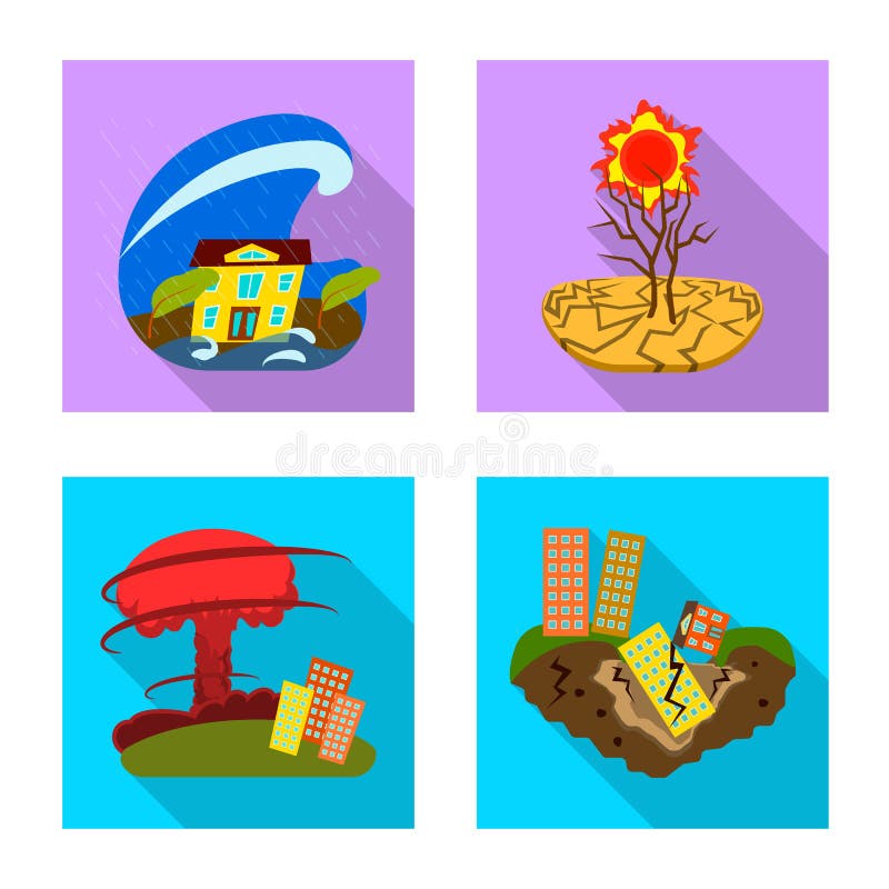 Vector Design of Collapse and Environment Symbol. Set of Collapse and ...