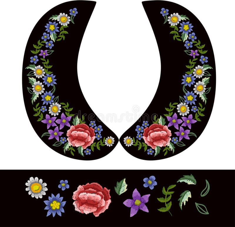 Vector Design for Collar Blouses or Dress. Stock Vector - Illustration ...