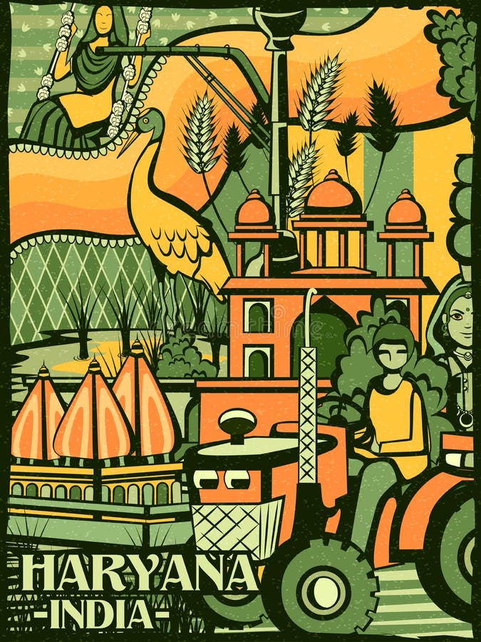 Colorful Cultural Display of State Haryana in India Stock Vector ...