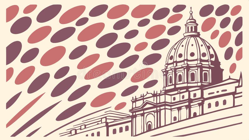 Dome Building Silhouette and Dots, Architectural Landmark, Vector ...