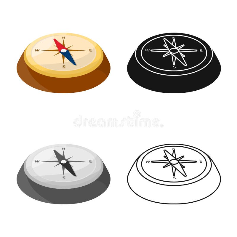 Isolated Object of Compass and North Icon. Collection of Compass and ...