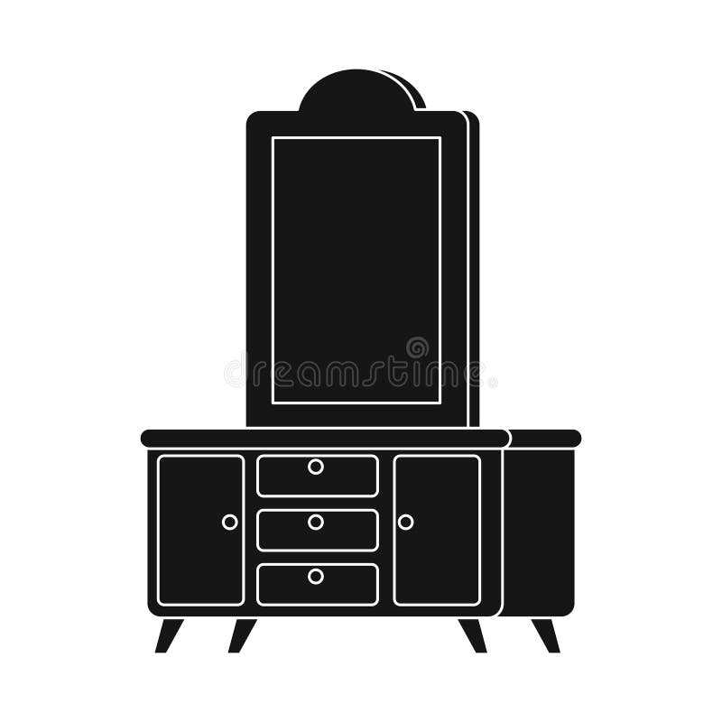 Isolated Object of Console and Mirror Sign. Set of Console and Table ...