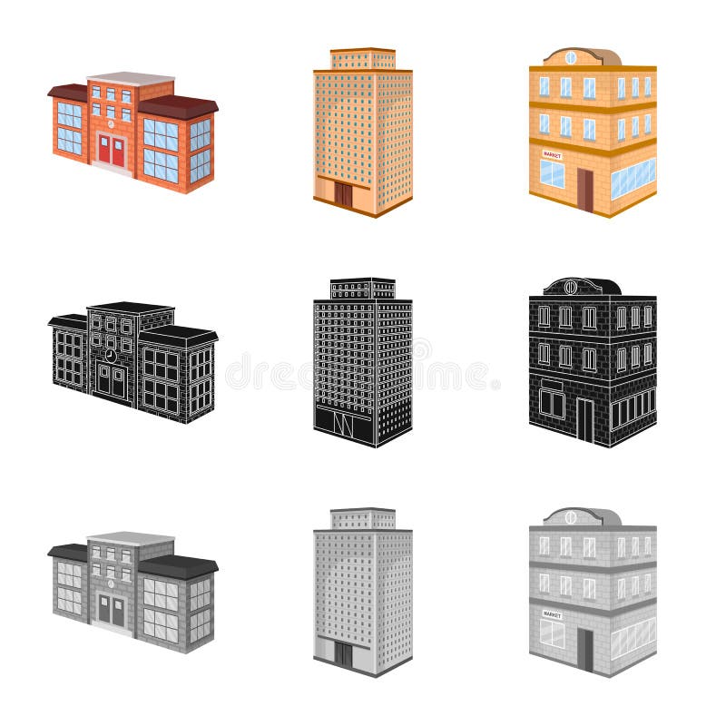 Isolated Object of Construction and Building Symbol. Collection of ...