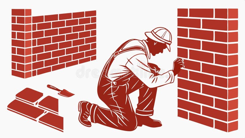 Bricklayer Working, Vector Design Construction Industry Graphic. Vector ...