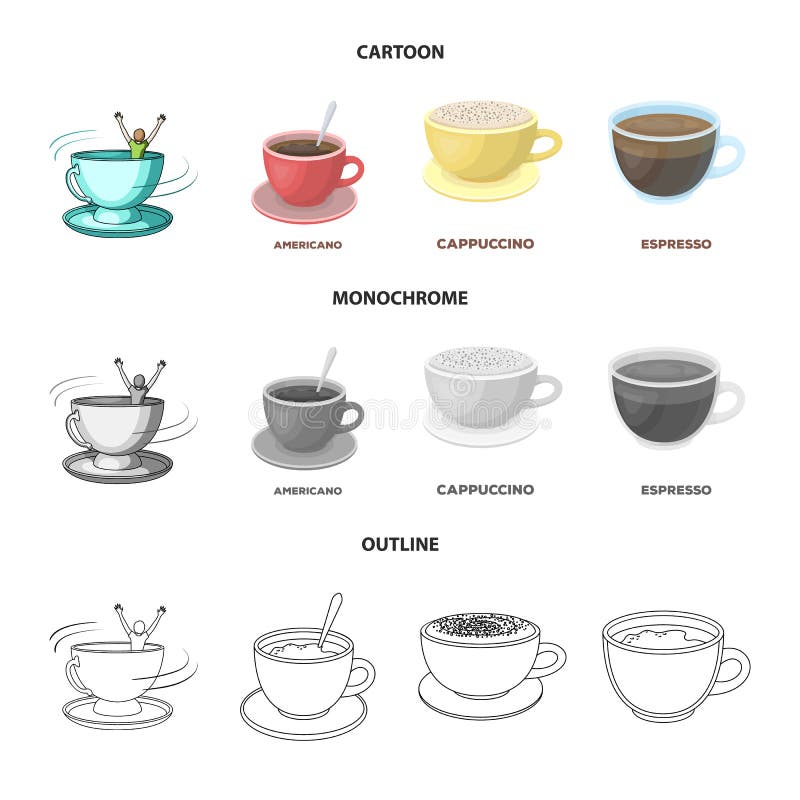 Vector Design of Cup and Coffe Sign. Collection of Cup and Top Stock ...