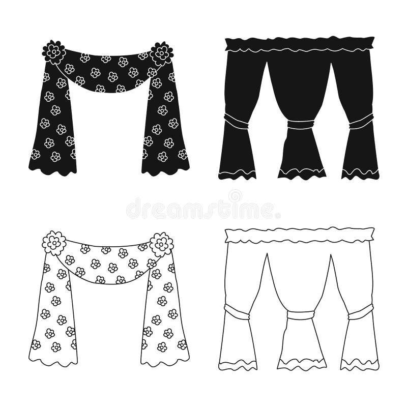 Vector Design of Curtains and Drapes Icon. Collection of Curtains and ...