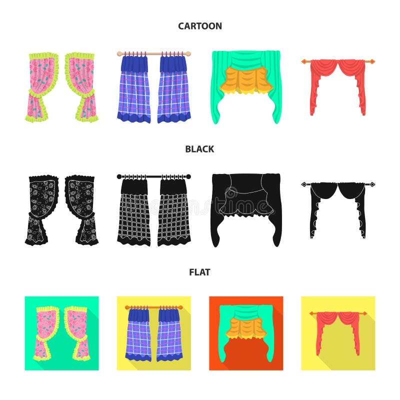 Vector Design of Curtains and Drapes Icon. Set of Curtains and Blinds ...