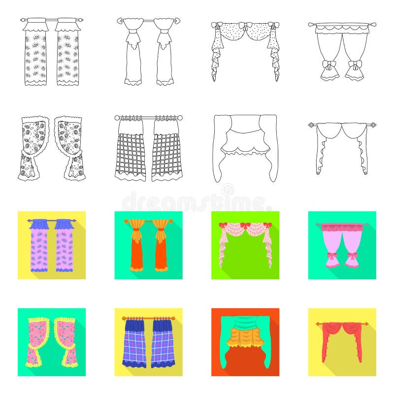 Vector Design of Curtains and Drapes Icon. Set of Curtains and Blinds ...