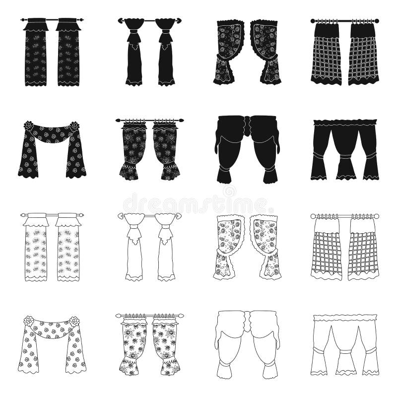 Vector Design of Curtains and Drapes Logo. Collection of Curtains and ...