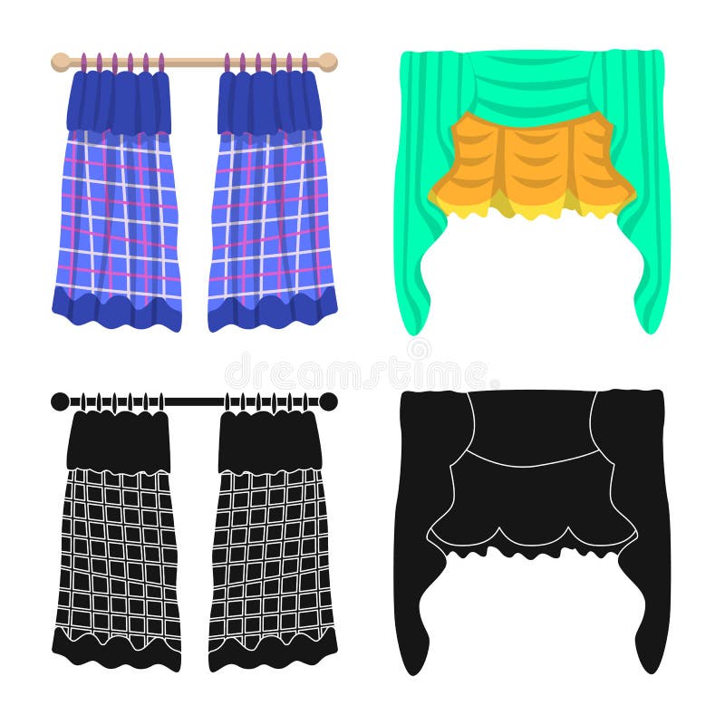 Vector Design of Curtains and Drapes Symbol. Collection of Curtains and ...