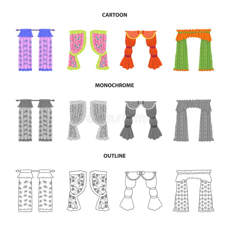 Vector Design of Curtains and Drapes Symbol. Collection of Curtains and ...