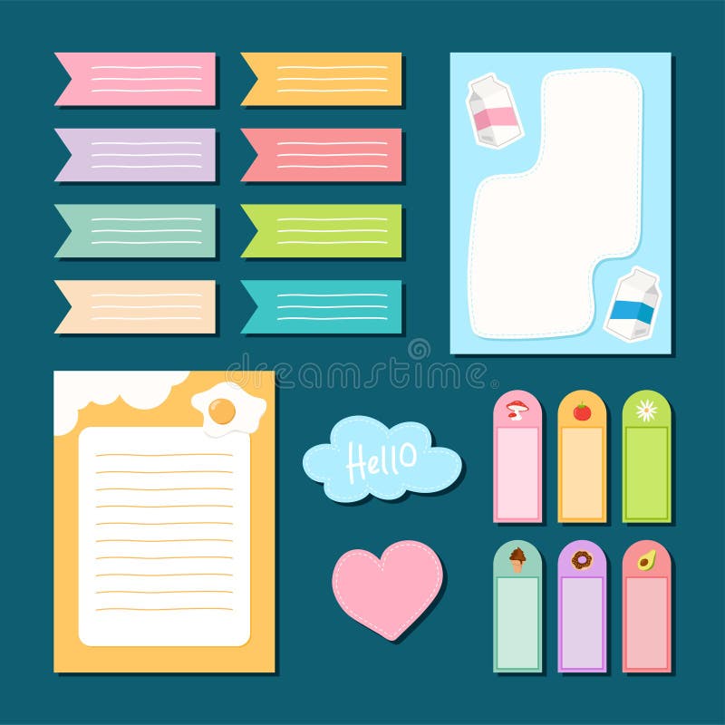 Vector Design of Cute Notes and Stickers Stock Vector - Illustration of ...