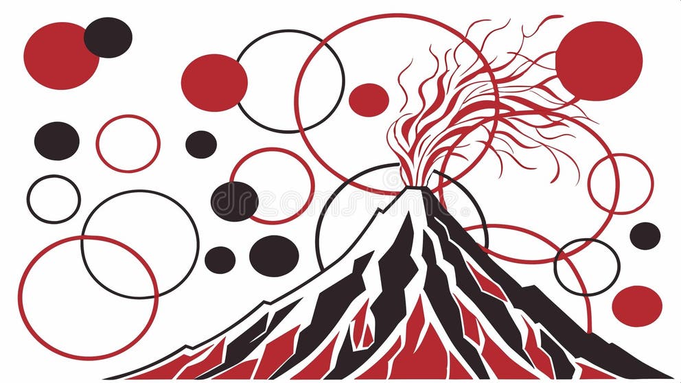 Volcano Eruption Circles, Vector Design Nature Disaster. Vector Design ...