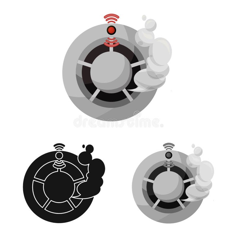 Isolated Object of Detector and Smoke Logo. Set of Detector and Sensor ...