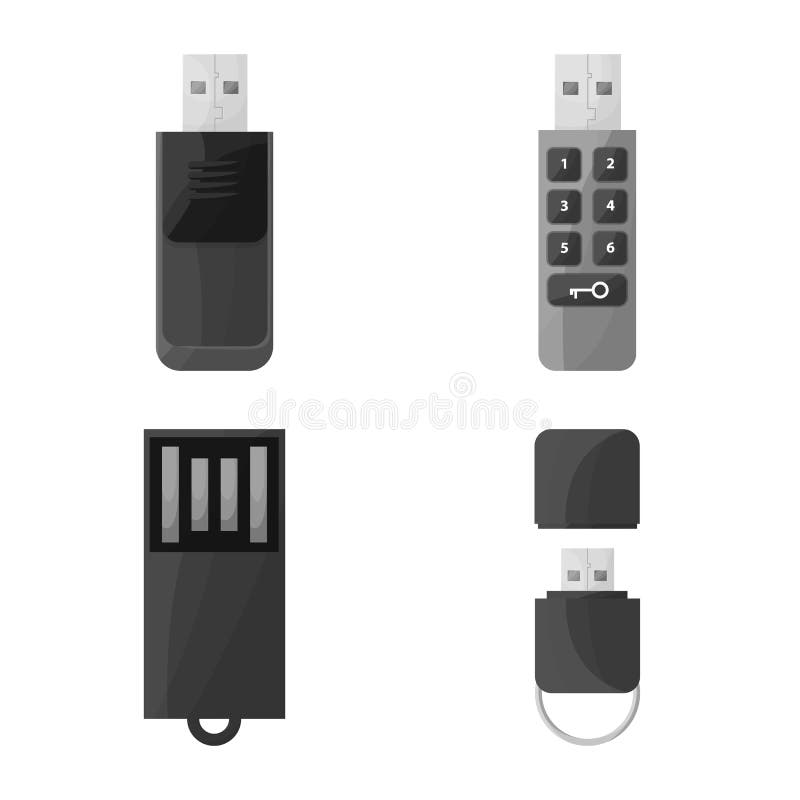 Isolated Object of Drive and Flash Symbol. Set of Drive and Accessory ...