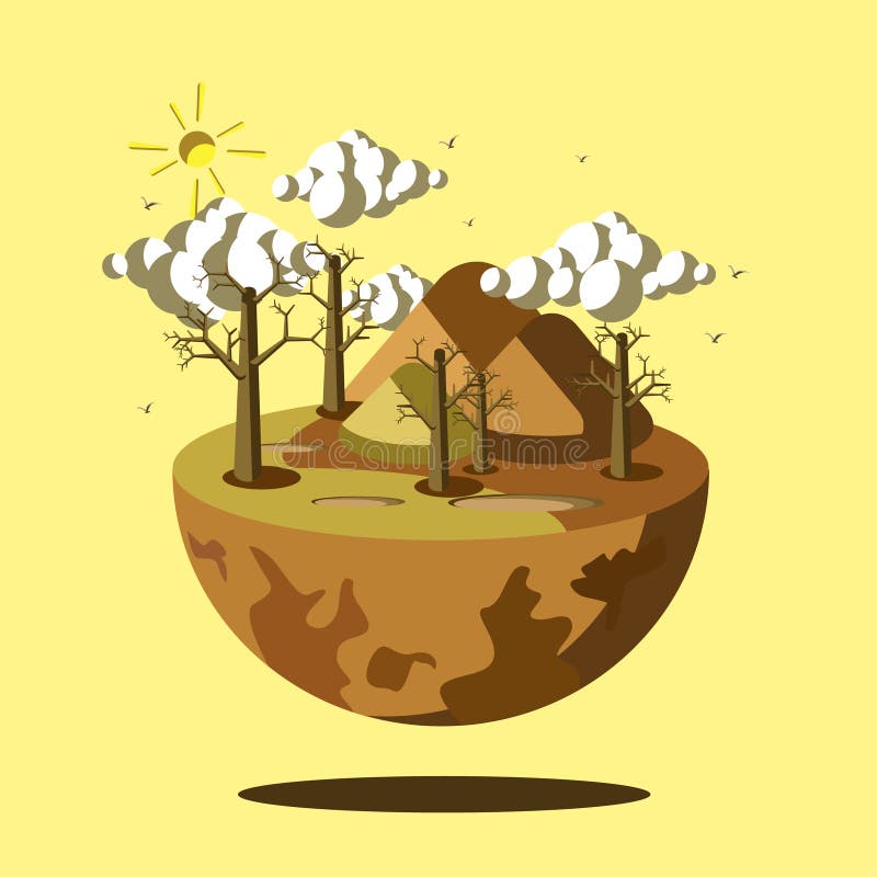 Dry Season Landscape Vector Illustration, Design for Theme Nature Stock ...