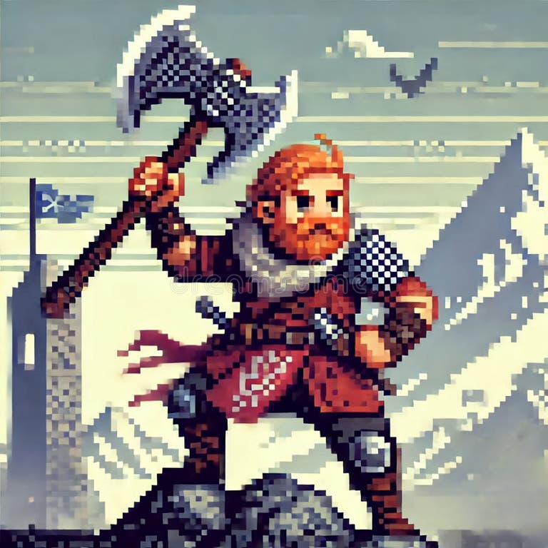 Vector Design of Dwarf Carrying an Axe,pixel Art Stock Illustration ...