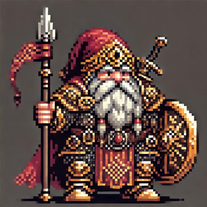 Vector Design of Dwarf Knight Character with Spear Weapon Stock ...