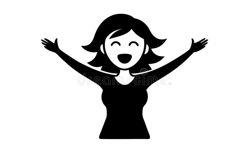 Happy Excited Mood Silhouette Icon. Stock Vector - Illustration of ...