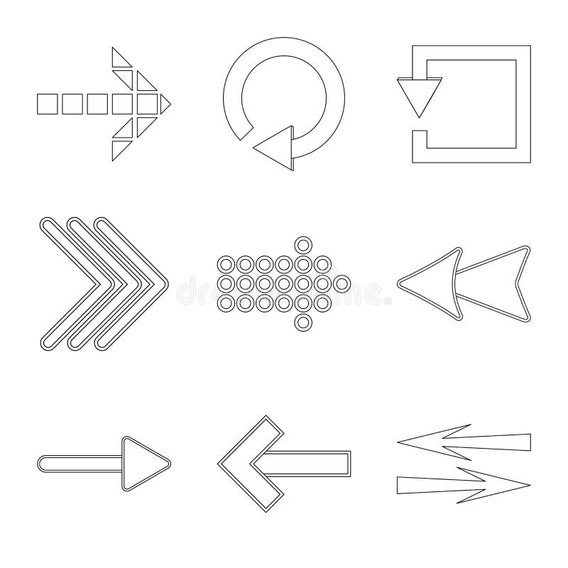 Vector Design of Element and Arrow Icon. Set of Element and Direction ...