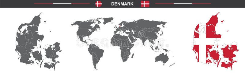 3d flag map of denmark stock illustration. Illustration of patriot ...