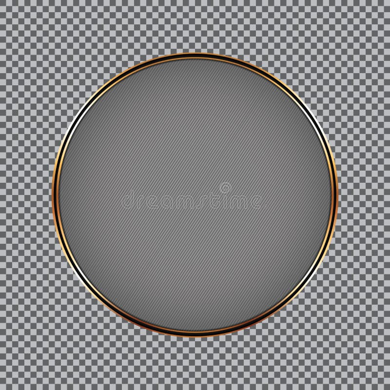 Round Gray Banner with Golden Frame on Transparent Background Stock ...