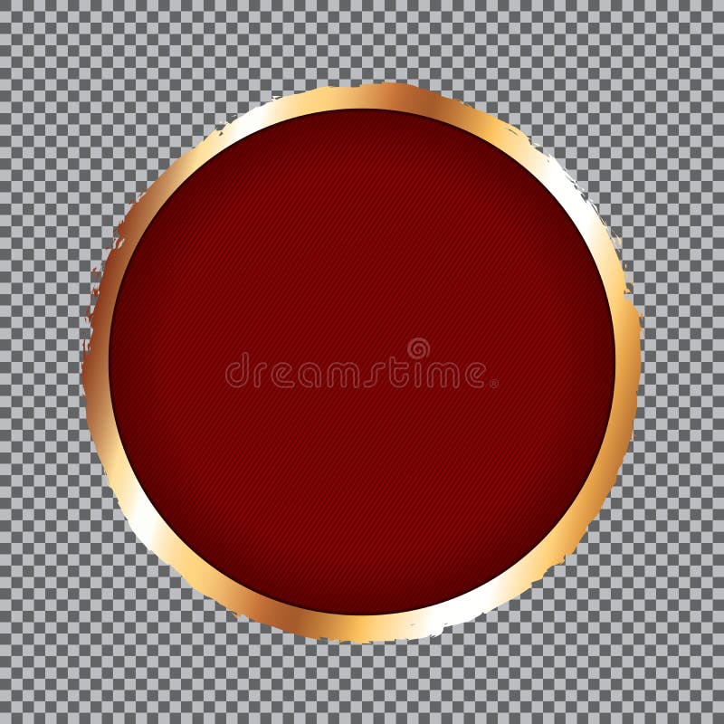 Round Red Banner with Golden Frame on Transparent Background Stock ...