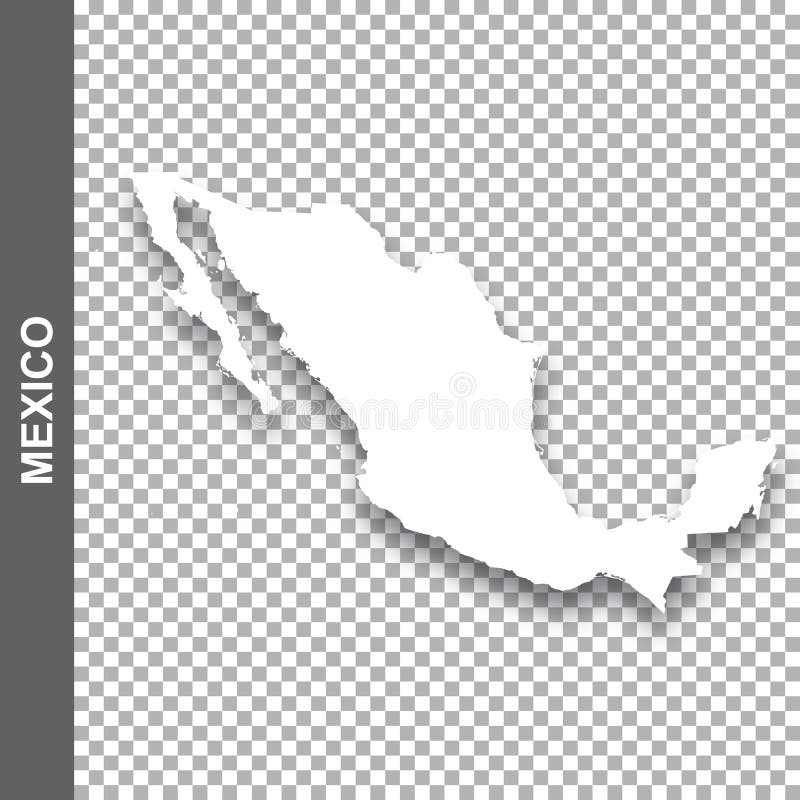 Vector White Map of Mexico with Shadow on Transparent Background Stock ...