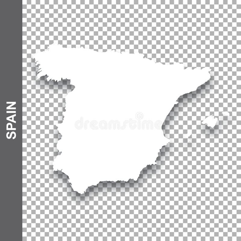 Vector White Map of Spain with Shadow on Transparent Background Stock ...