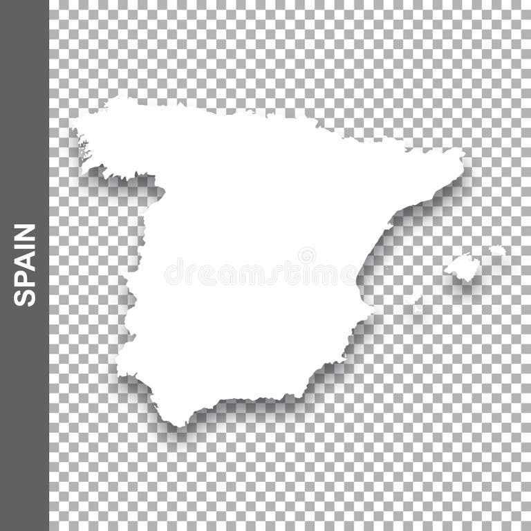 Vector White Map of Spain with Shadow on Transparent Background Stock ...