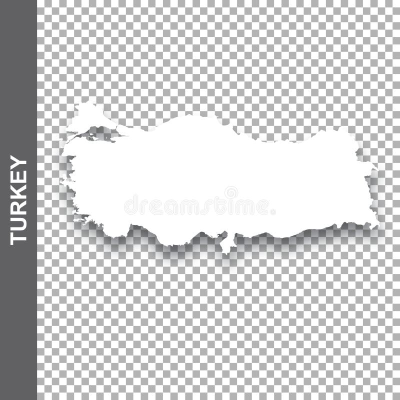 Vector White Map of Turkey with Shadow on Transparent Background Stock ...
