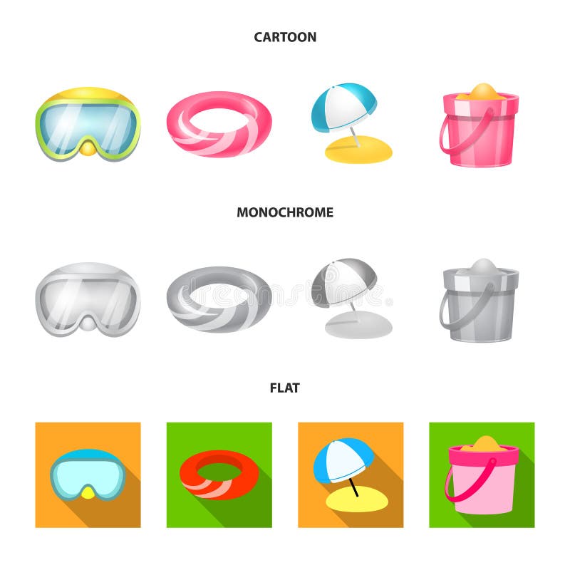 Isolated Object of Equipment and Swimming Icon. Collection of Equipment ...