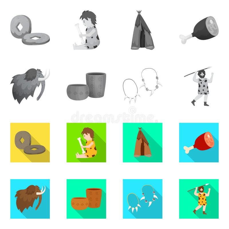 Isolated Object of Evolution and Neolithic Symbol. Collection of ...