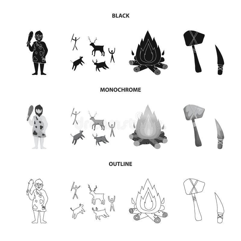 Isolated Object of Evolution and Neolithic Symbol. Collection of ...