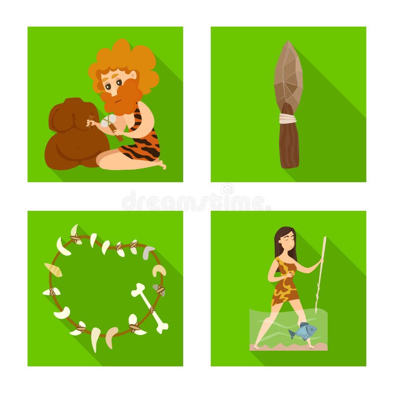 Isolated Object of Evolution and Prehistory Symbol. Collection of ...