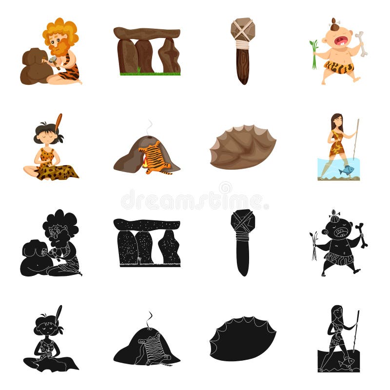 Isolated Object of Evolution and Prehistory Symbol. Collection of ...