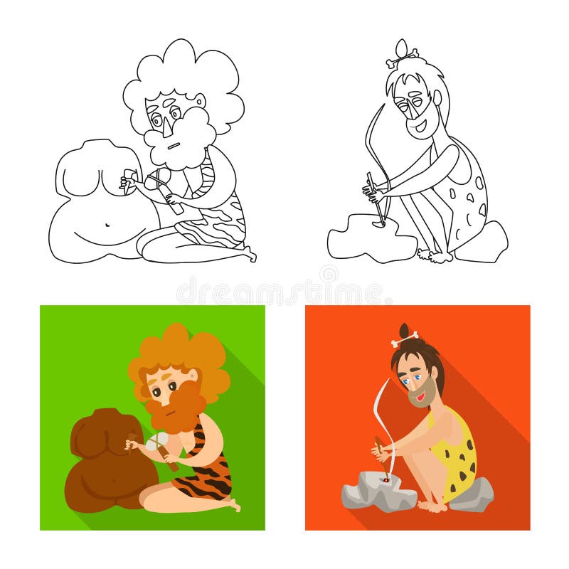 Isolated Object Of Evolution And Prehistory Symbol. Collection Of ...