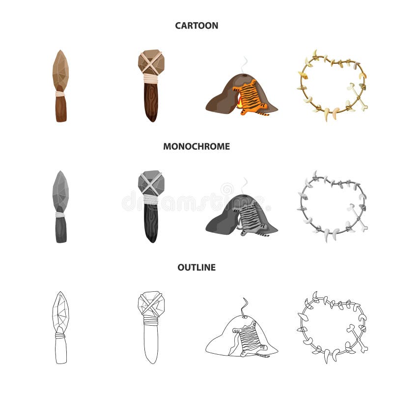 Isolated Object of Evolution and Prehistory Symbol. Collection of ...