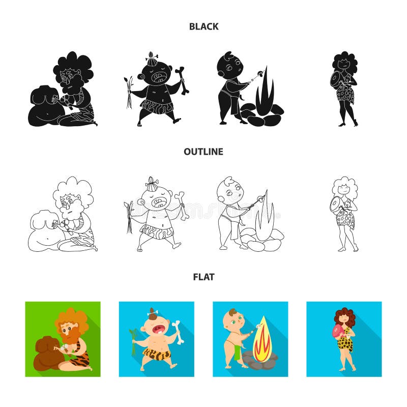 Isolated Object of Evolution and Prehistory Symbol. Collection of ...