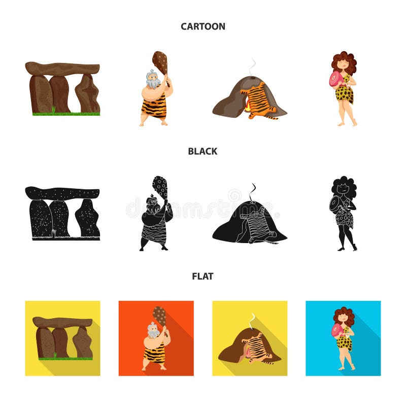 Isolated Object of Evolution and Prehistory Symbol. Collection of ...