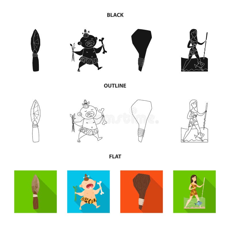 Isolated Object of Evolution and Prehistory Icon. Collection of ...